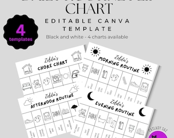 Kids Flip Routine Chart Editable Printable, Morning Evening Bedtime ...
