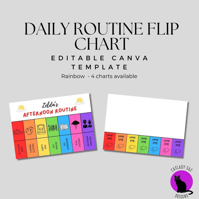 Kids Daily Routine Flip Chart: Editable Canva Template (digital ...