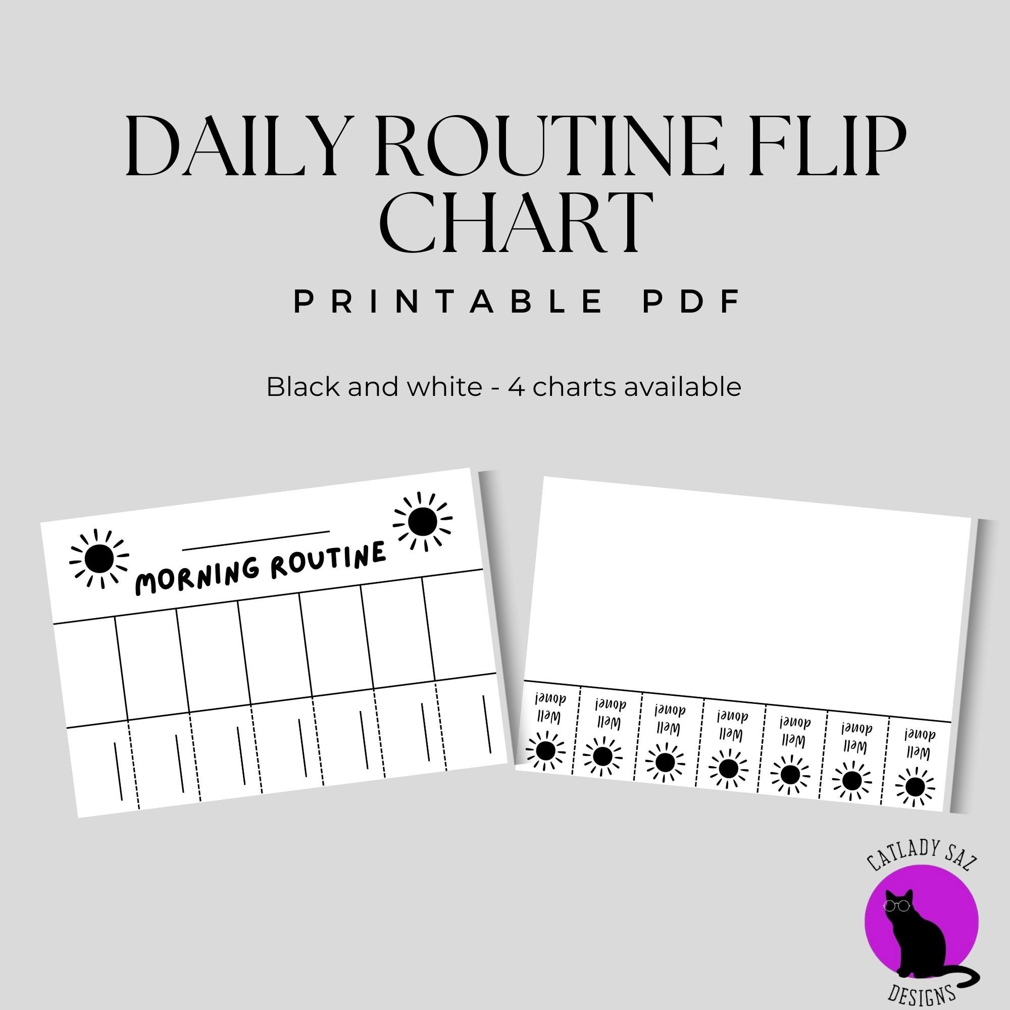 Daily Routine Flip Chart | Non-editable Blank Printable PDF | Create ...