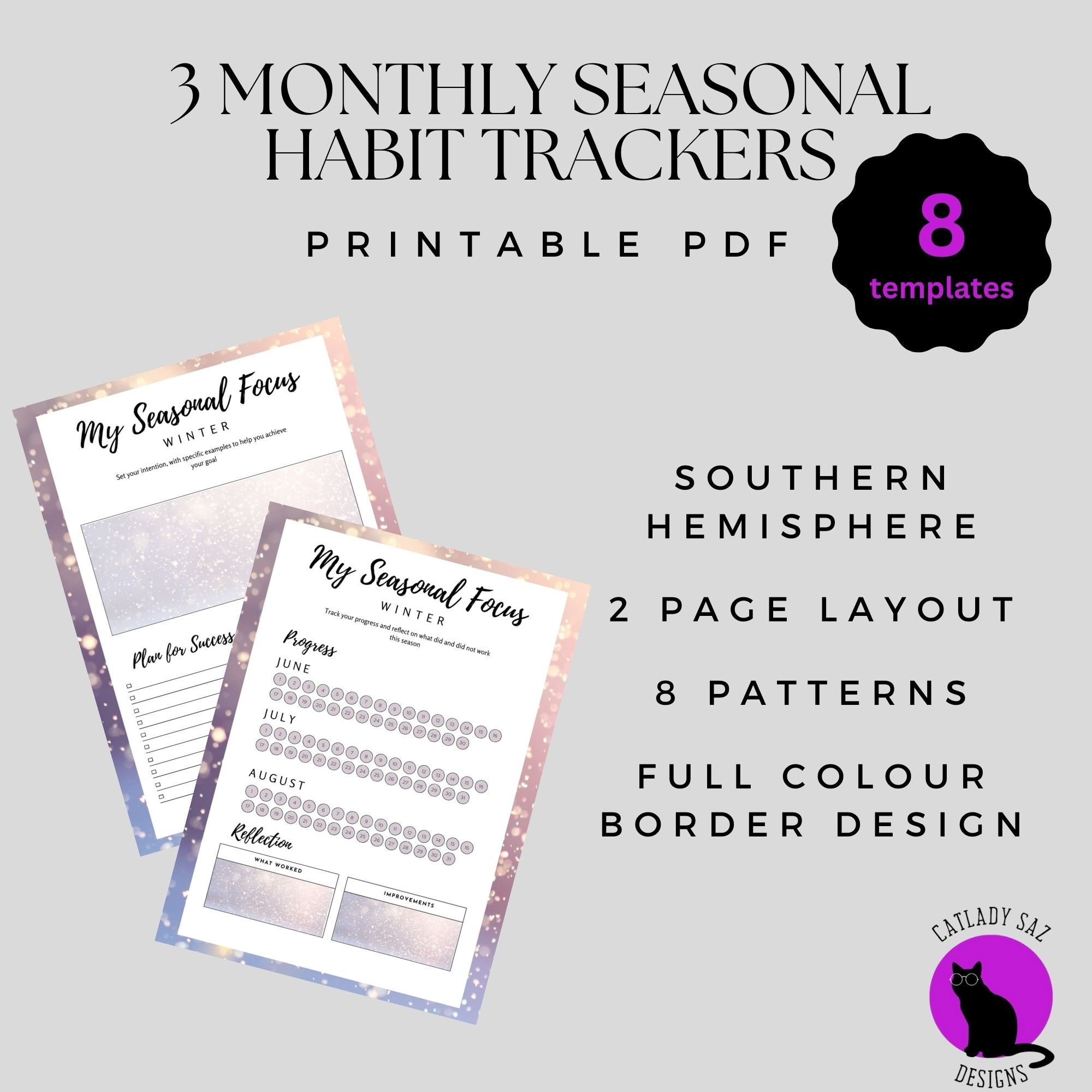 Southern Hemisphere Seasonal Habit Tracker: 3-monthly Printable ...