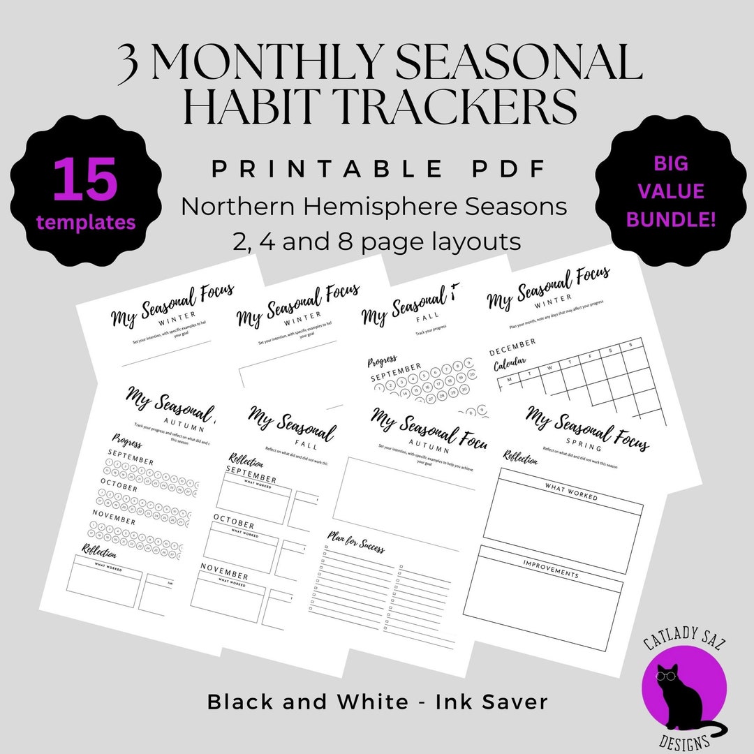 Seasonal Habit Tracker Bundle: Northern Hemisphere Printable (digital ...