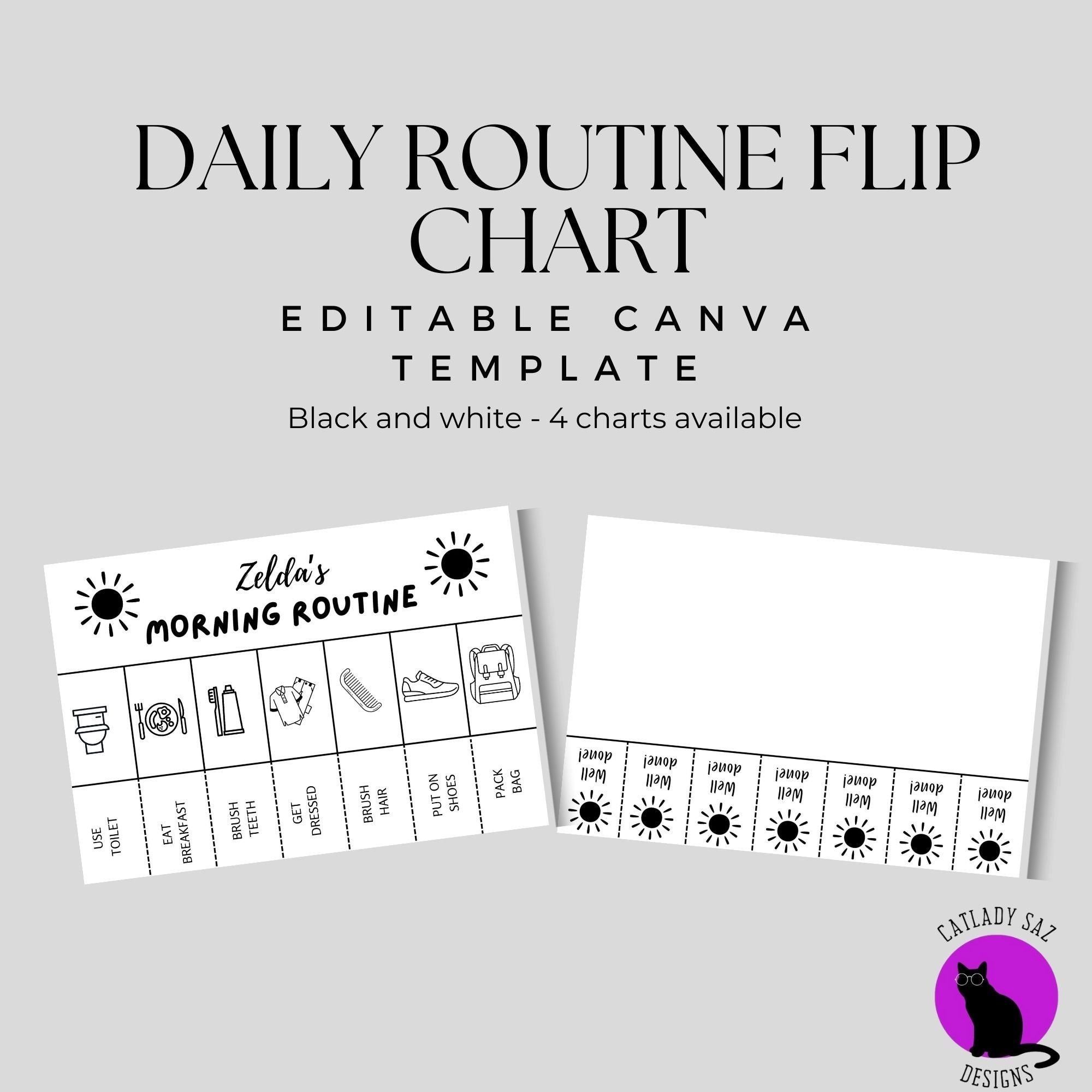 Daily Routine Flip Chart | Editable Canva Template | Toddler Routines ...