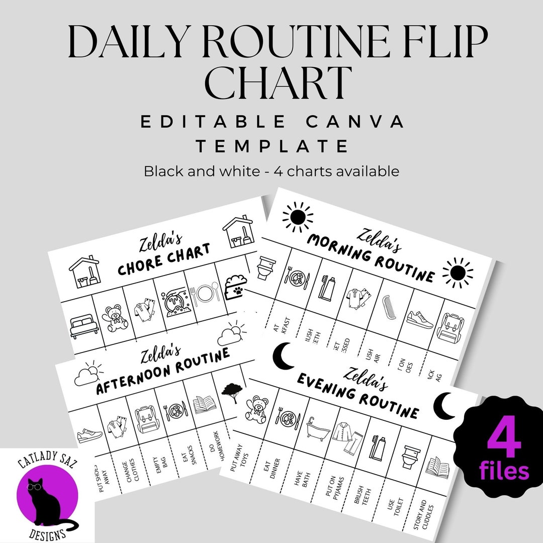 Daily Routine Flip Chart Editable Canva Template Toddler Routines ...