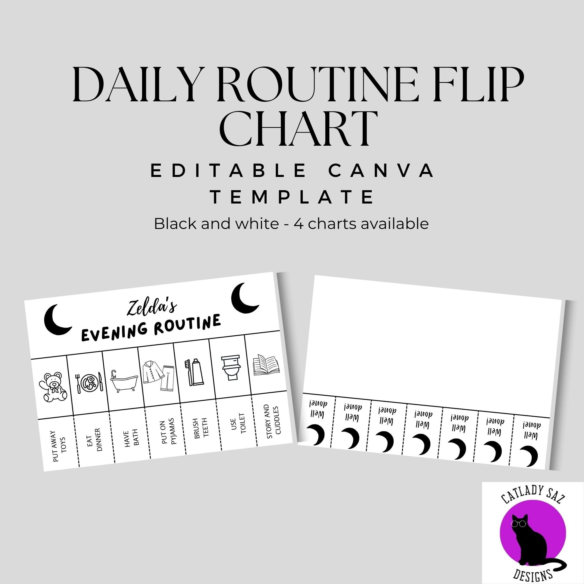 Daily Routine Flip Chart Editable Canva Template Toddler Routines ...