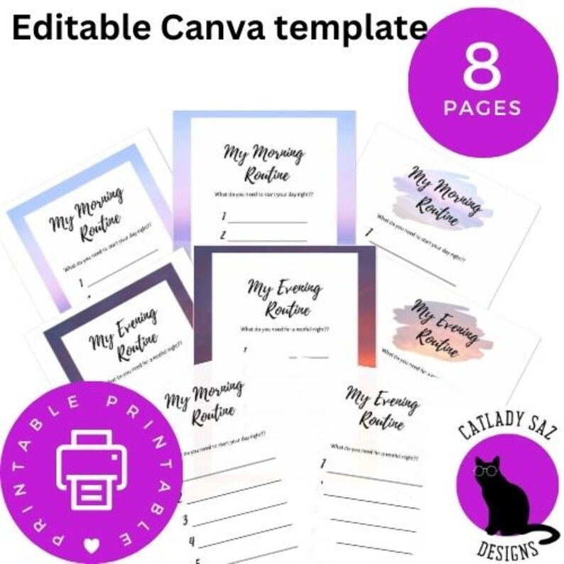Canva Template Morning and Evening Routine 0064-HT - Etsy