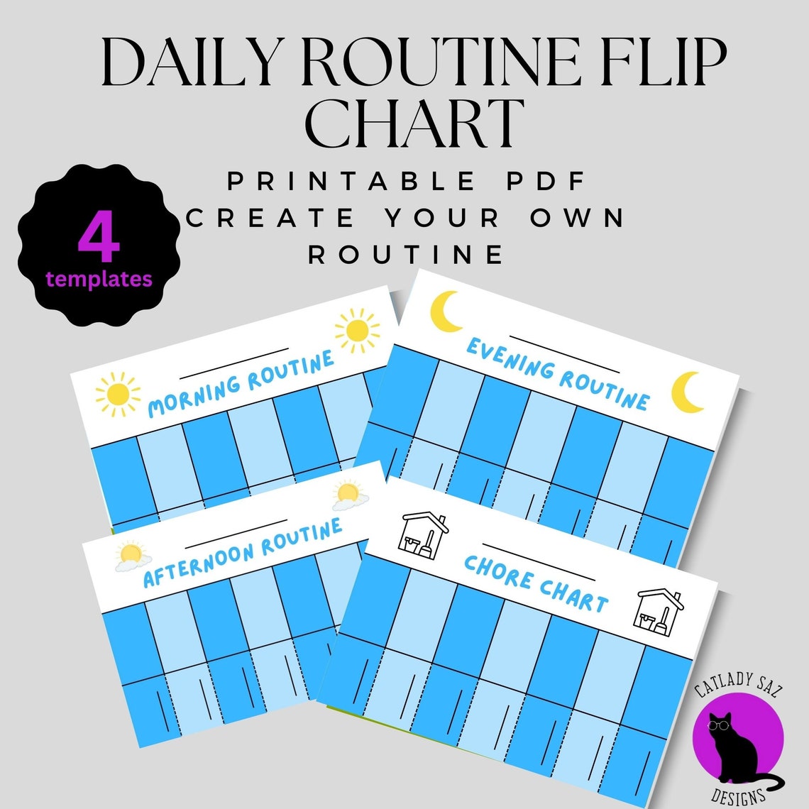 Blue Daily Routine Flip Chart: Morning, Afternoon, Evening, Chore ...