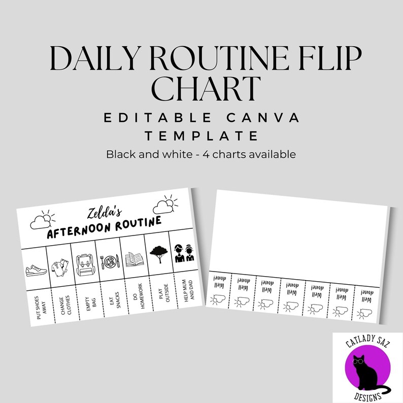Daily Routine Flip Chart Editable Canva Template Toddler Routines ...
