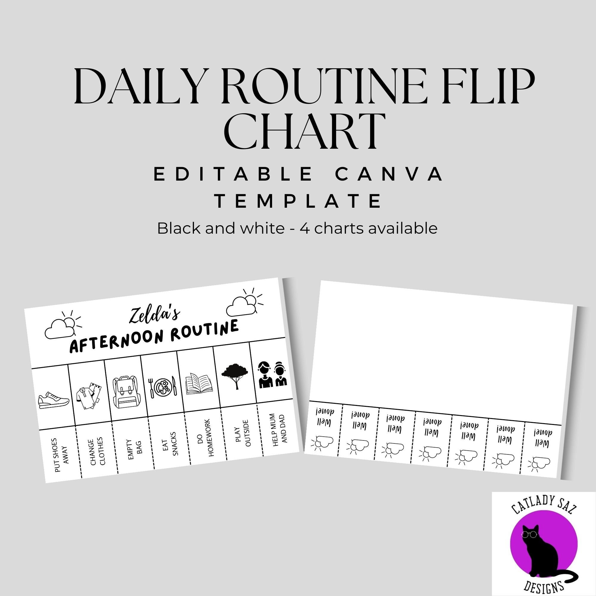 Daily Routine Flip Chart Editable Canva Template Toddler Routines ...