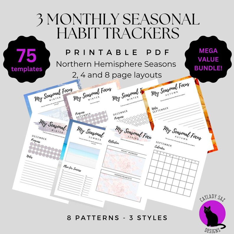 Seasonal Habit Tracker Mega Bundle: Northern Hemisphere (printable PDF ...