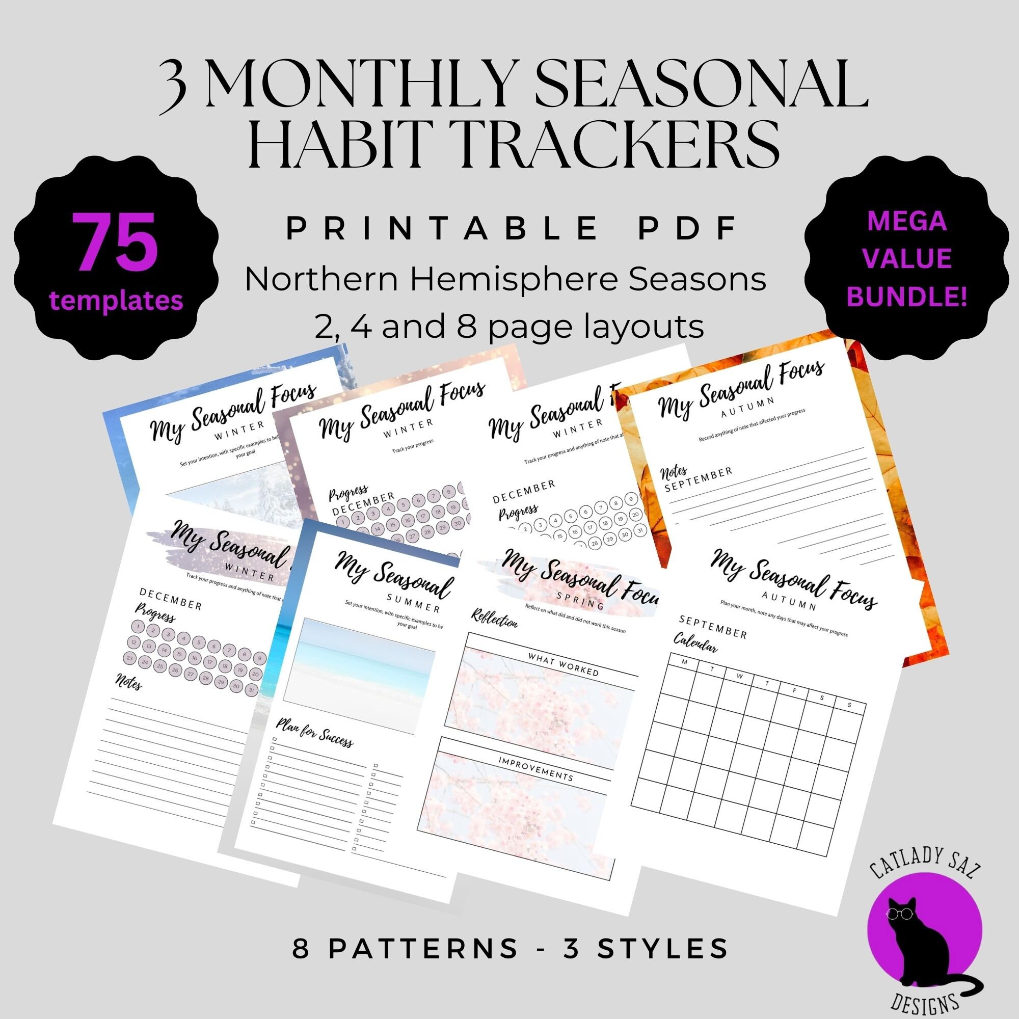 Seasonal Habit Tracker Mega Bundle: Northern Hemisphere (printable PDF ...