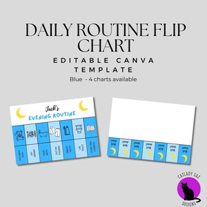 Daily Routine Flip Chart | Editable Canva Template | Blue Boys Planner ...