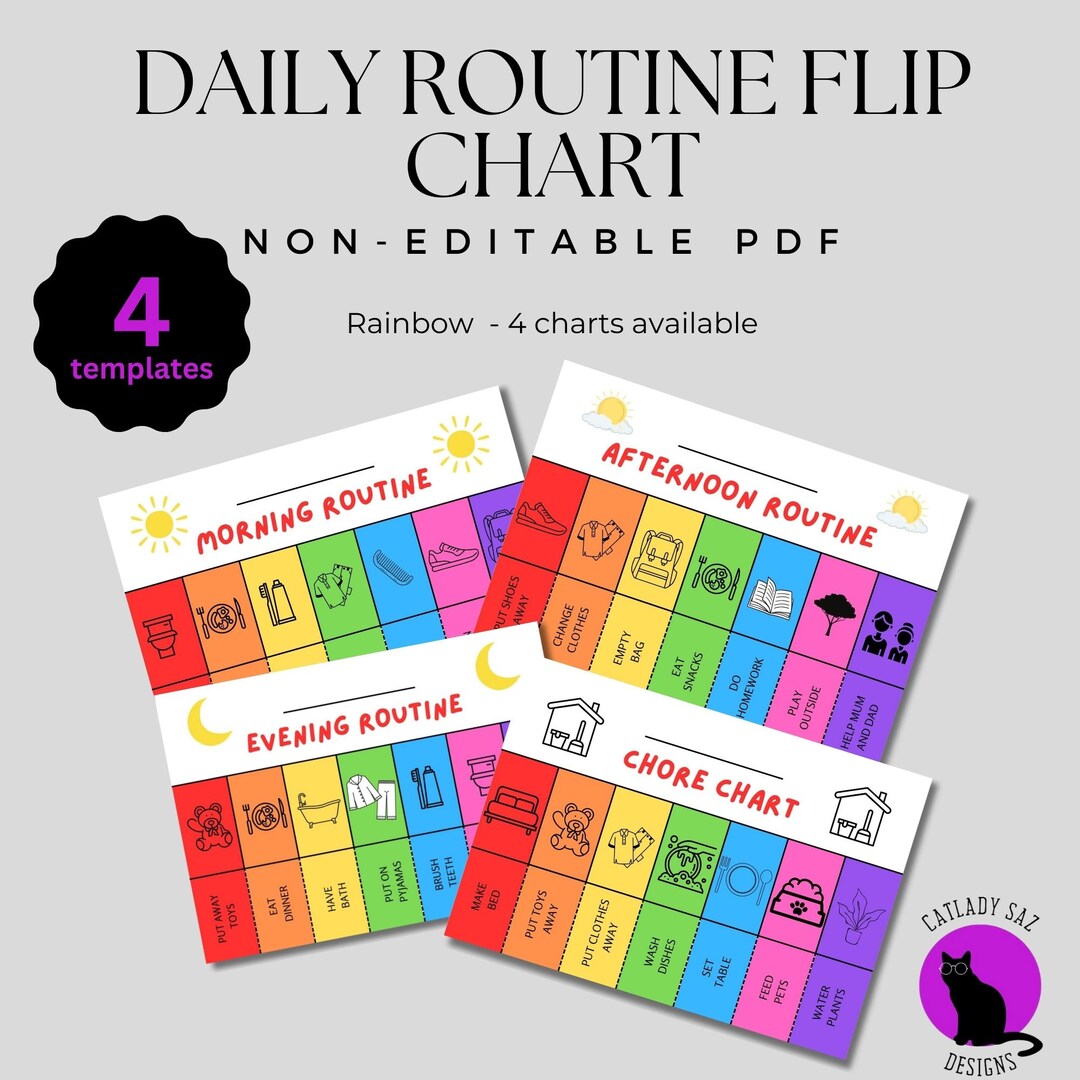Daily Routine Flip Chart | Non-editable Pre-filled PDF | Toddler ...