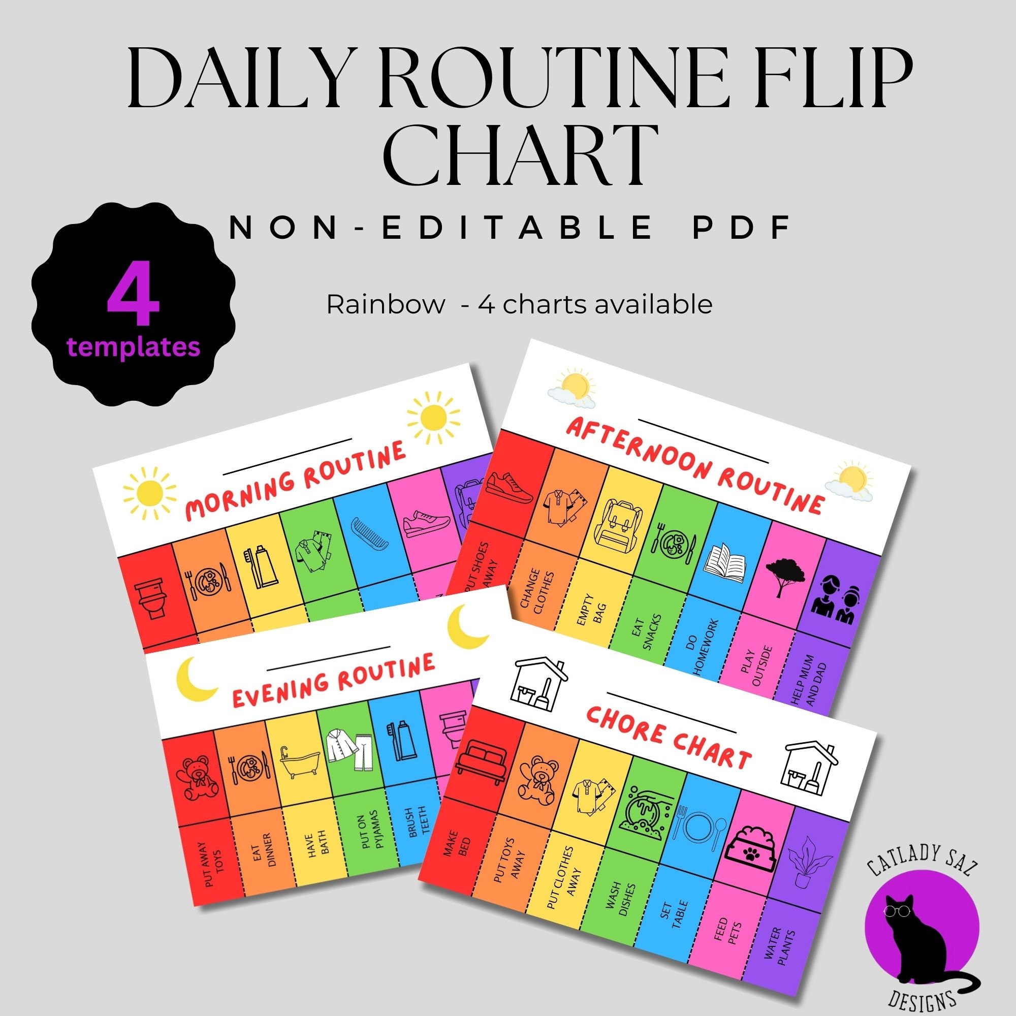 Daily Routine Flip Chart | Non-editable Pre-filled PDF | Toddler ...