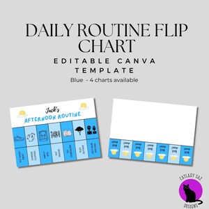 Daily Routine Flip Chart | Editable Canva Template | Blue Boys Planner ...