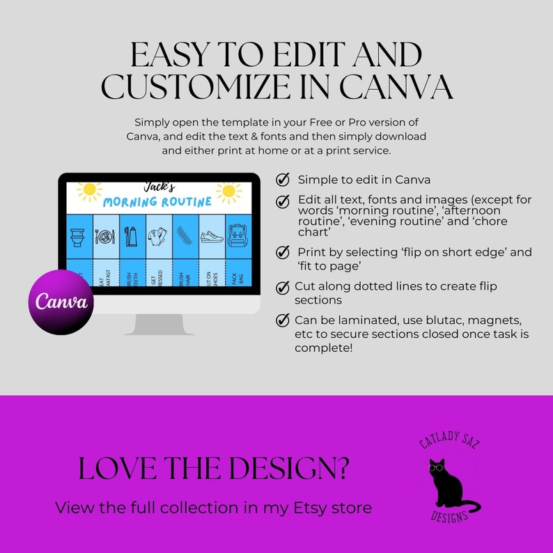 Daily Routine Flip Chart | Editable Canva Template | Blue Boys Planner ...