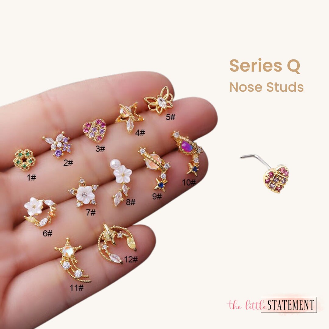 Dreamy Nose Stud SERIES Q 20G Statement CZ Nose Stud - Etsy Canada