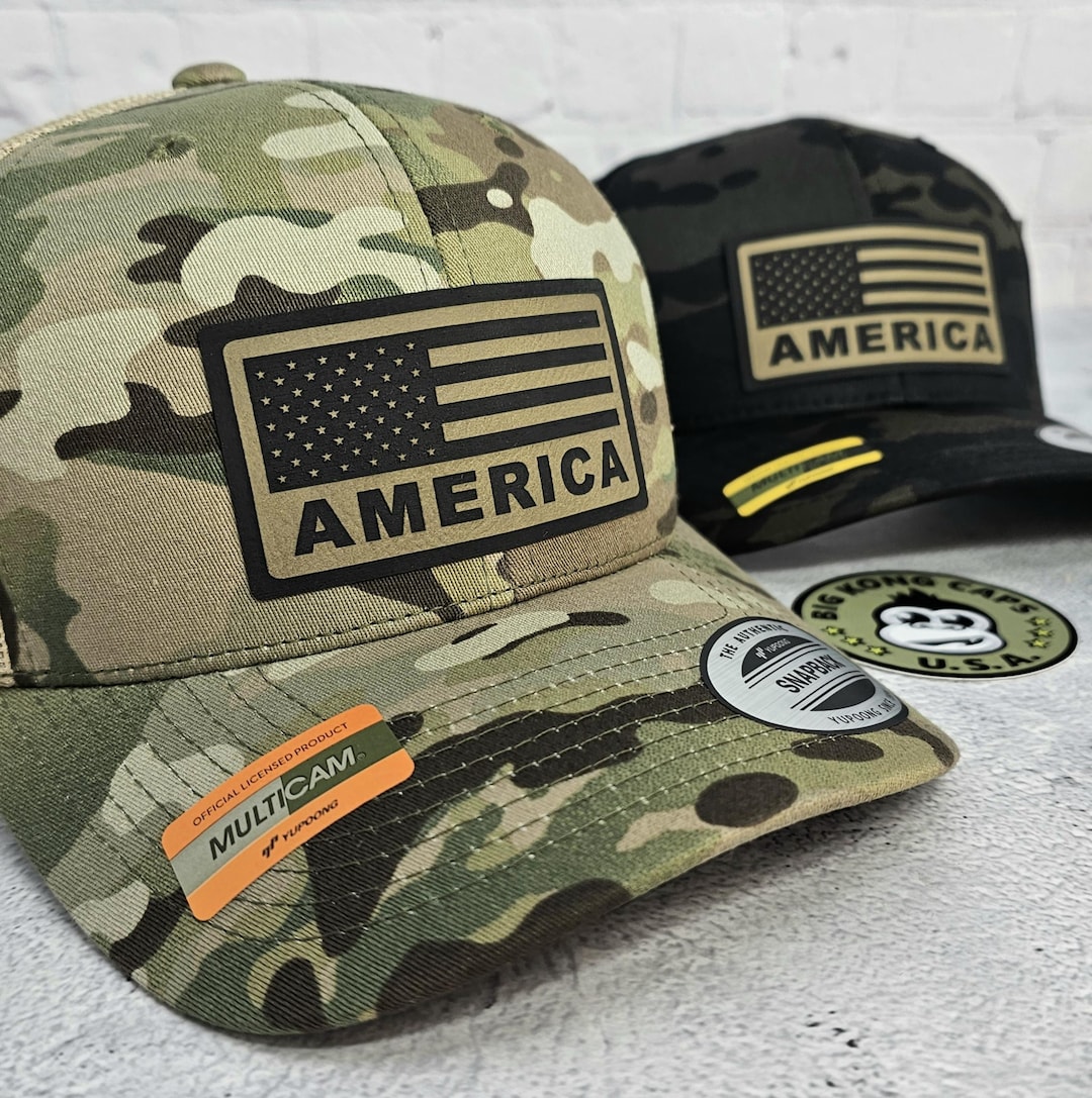 Camo USA Flag Hat, American Flag Patch Cap, Patriotic Conservative ...