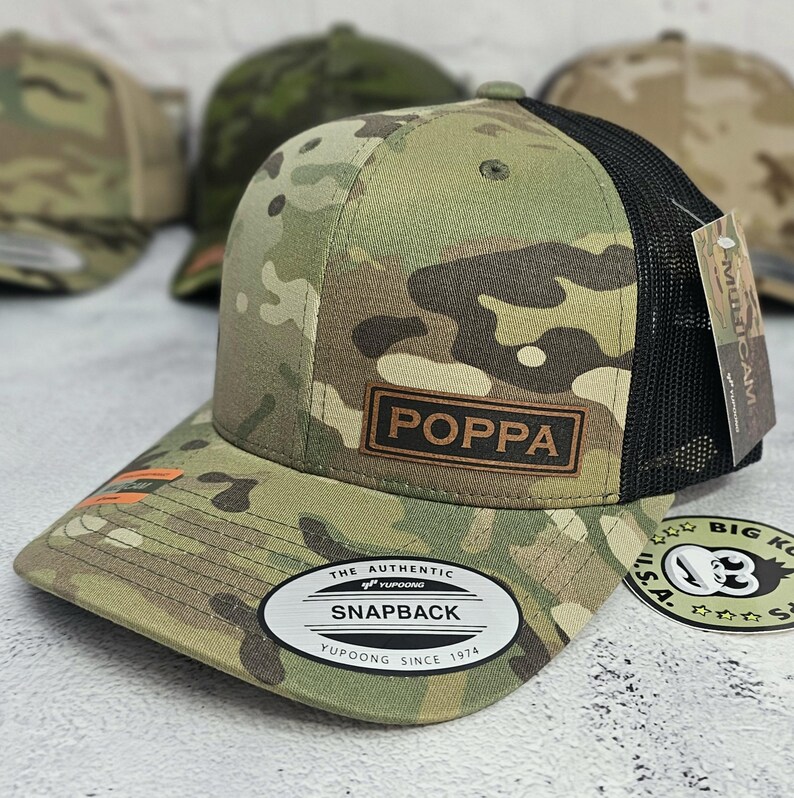 Poppa Patch Hat, Poppa Trucker Hats, Custom Poppa Camo Gifts, Custom ...