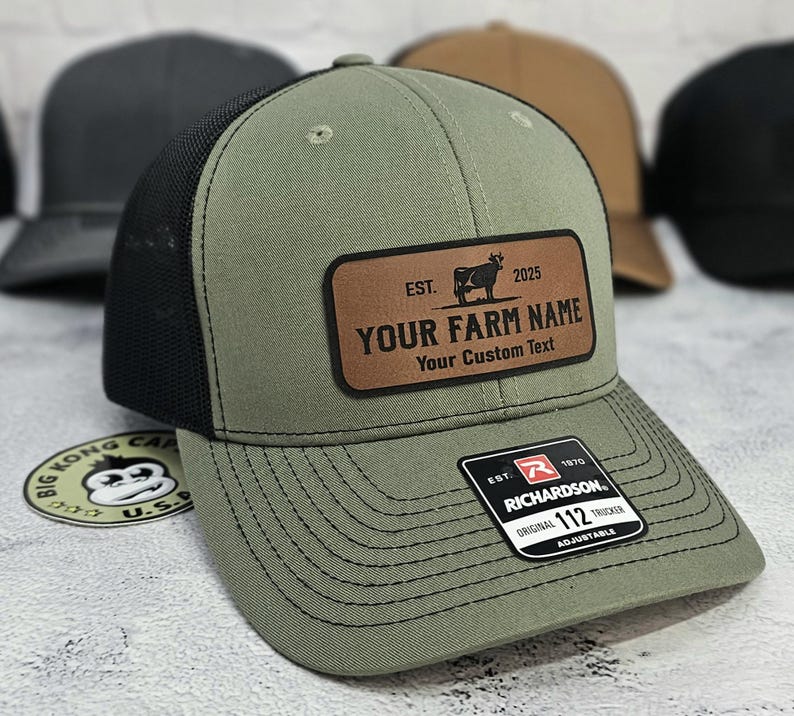 Custom Dairy Cow Farm Hat, Dairy Cow Farmer Hats, Custom Text Family ...