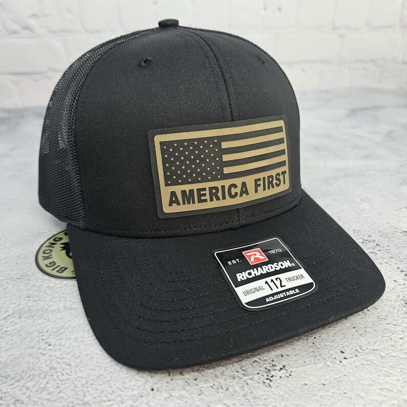 America First Hat, Patriotic USA Flag Trucker Cap, America First Flag ...