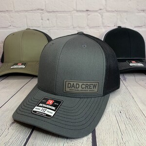 Side DAD CREW EST. Any Year Trucker Hat, Dad Patch Cap, New Dad ...