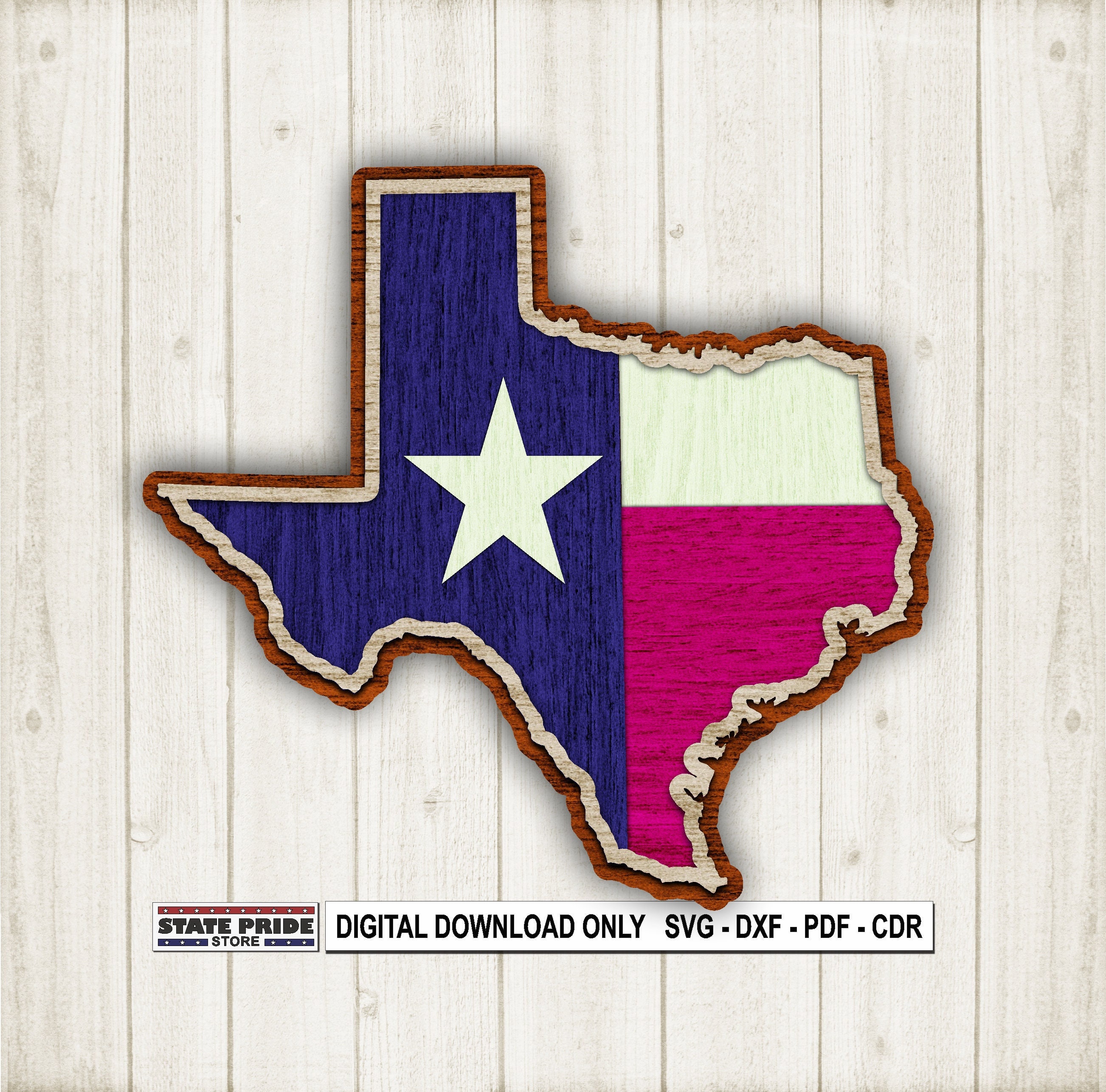 Texas Flag SVG Laser Cut File Multi Layer Texas State Flag - Etsy Canada