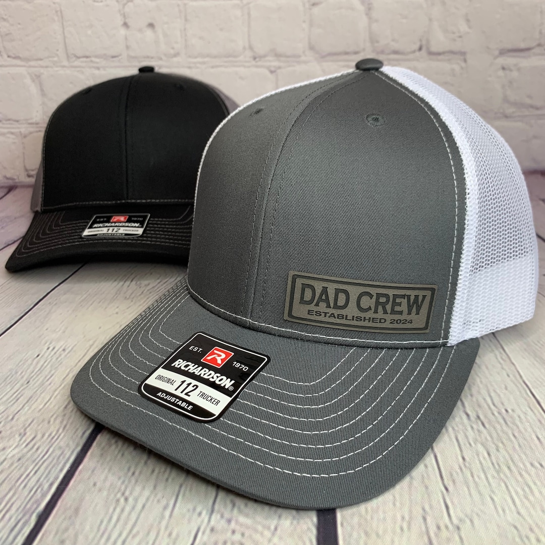 Side DAD CREW EST. Any Year Trucker Hat, Dad Patch Cap, New Dad ...
