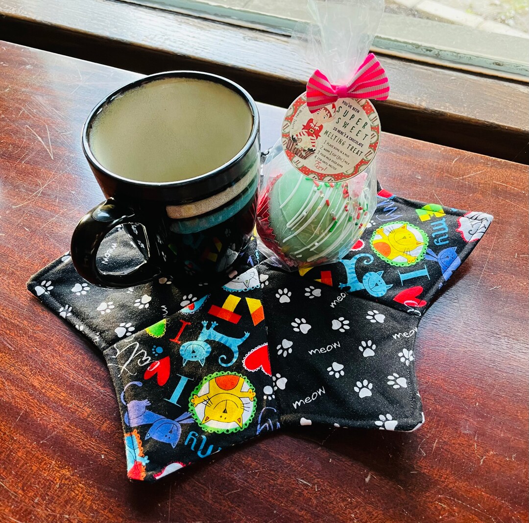 Cat Mug Rug and Cute Coster - Etsy