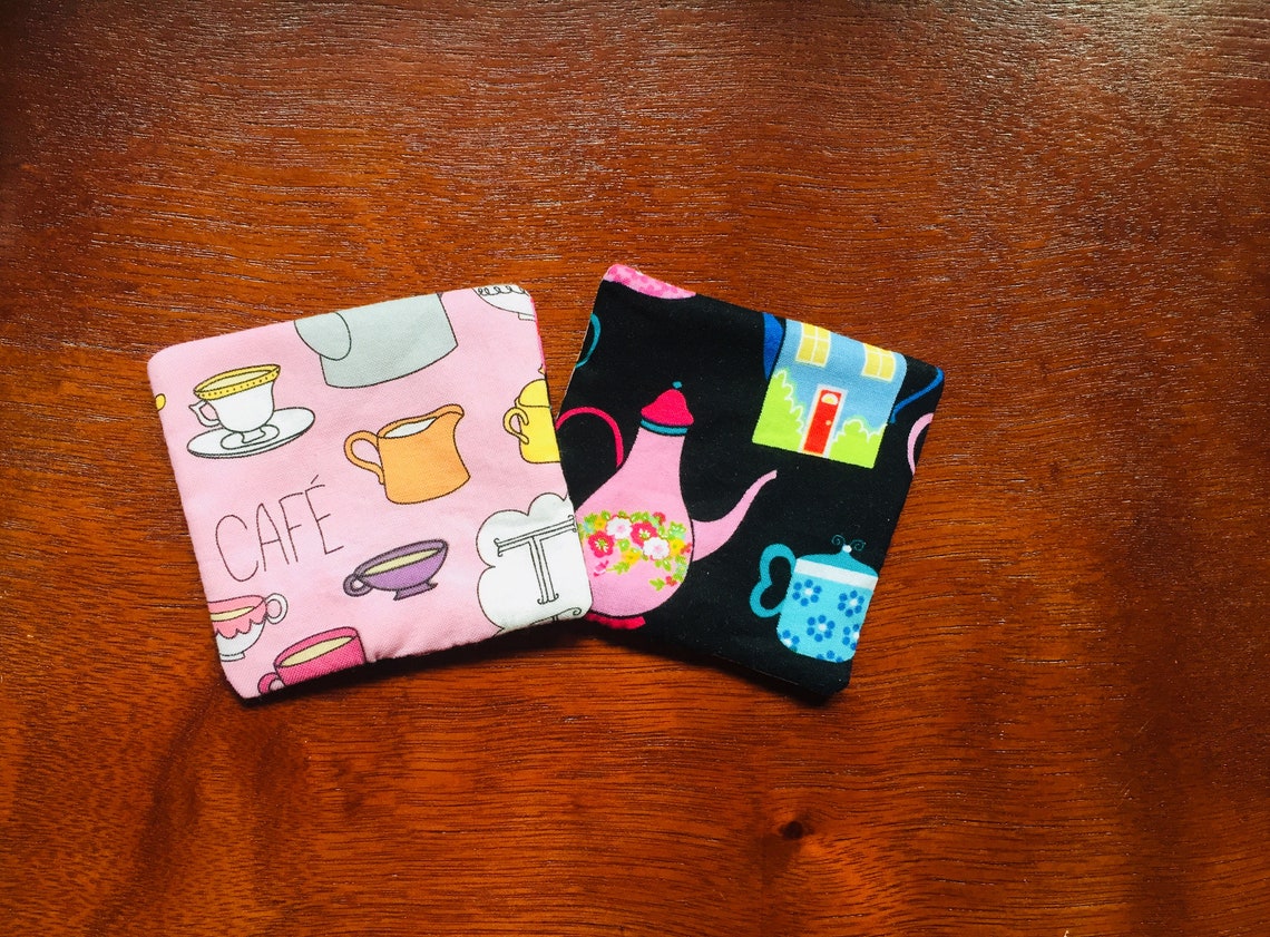 Tea Pot Fabric Coaster Set Homemade - Etsy