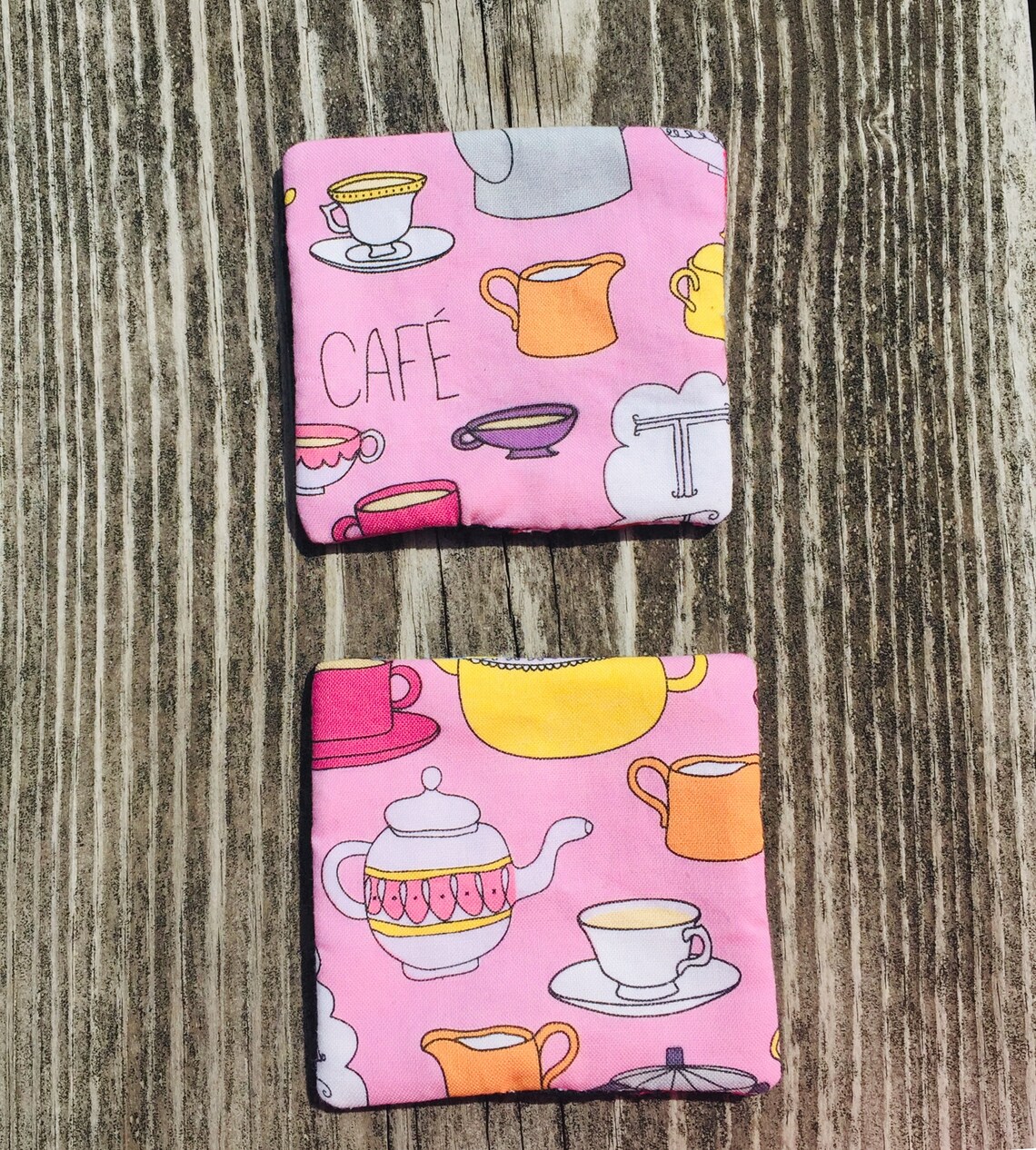 Tea Pot Fabric Coaster Set Homemade - Etsy