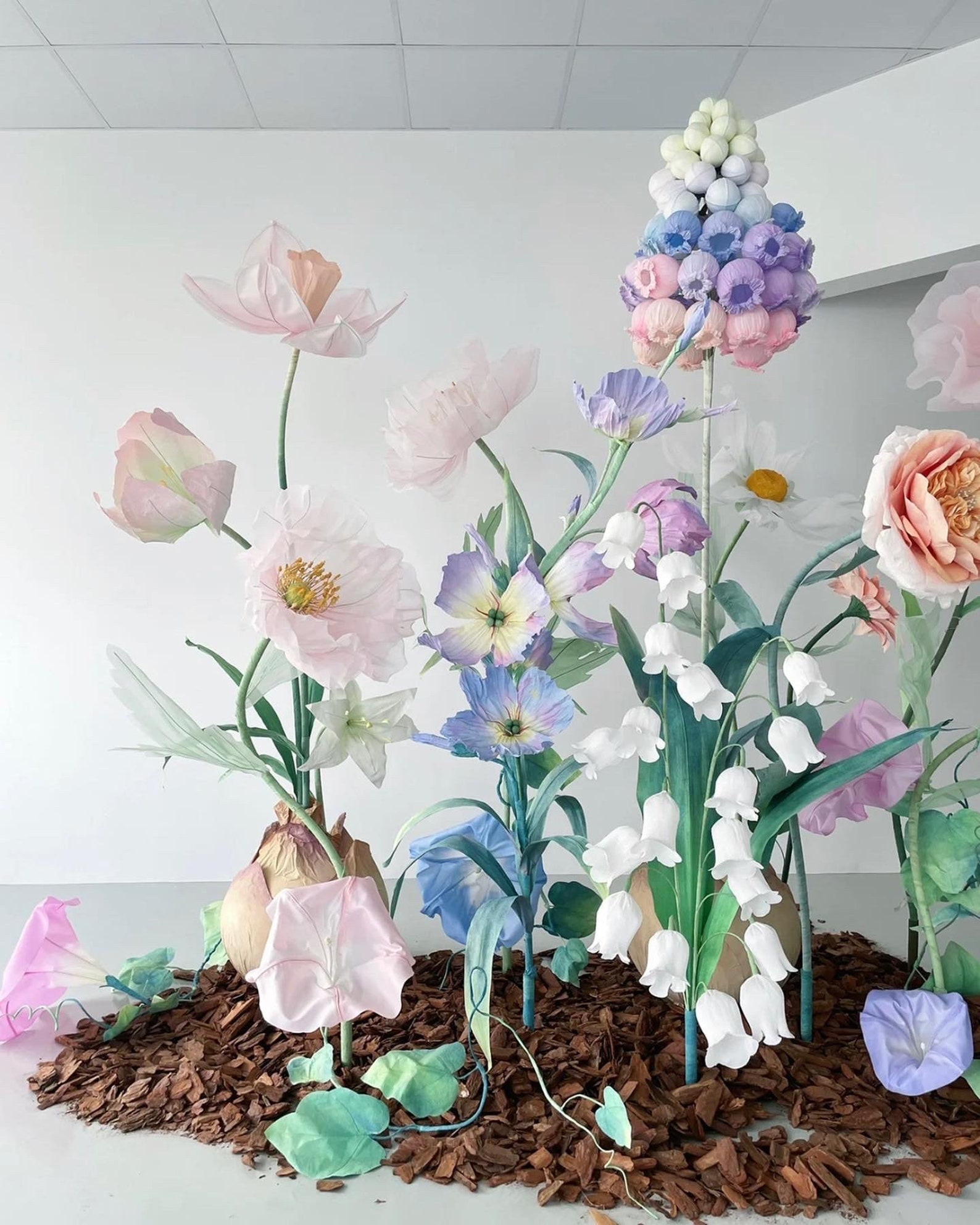 Free-standing Giant Paper Organza Flower Set - Pink&purple Handcrafted ...