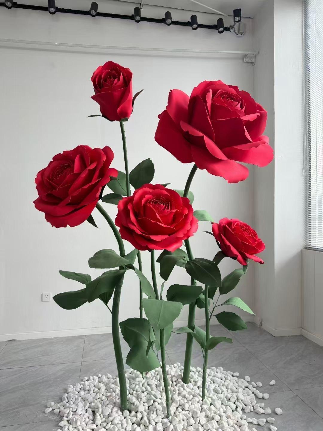 Giant Handmade Foam Roses – Water Resistant Paper Flowers in Red ...