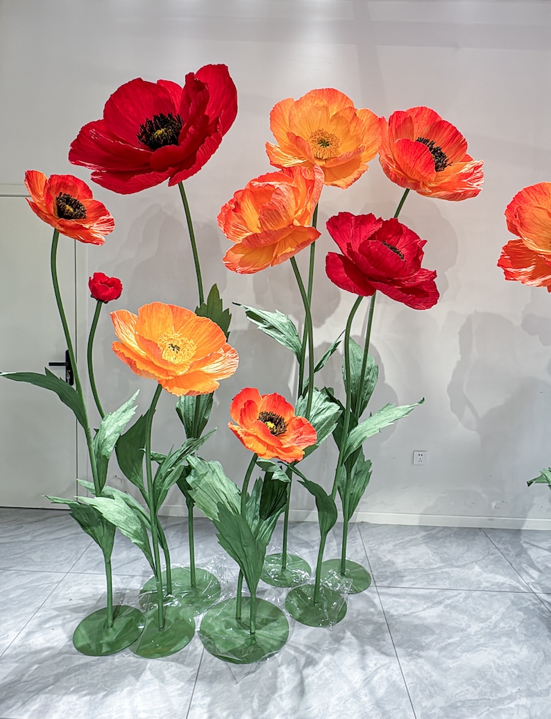 Spring/summer Freestanding Giant Poppy Flower Set- Window Display ...