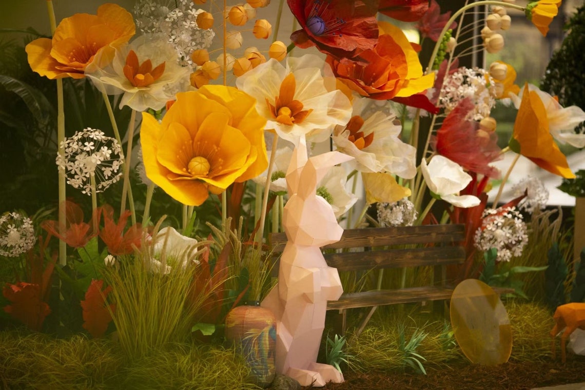 Holiday Retail Front Window Display- Hand Crafted Flower Installation ...
