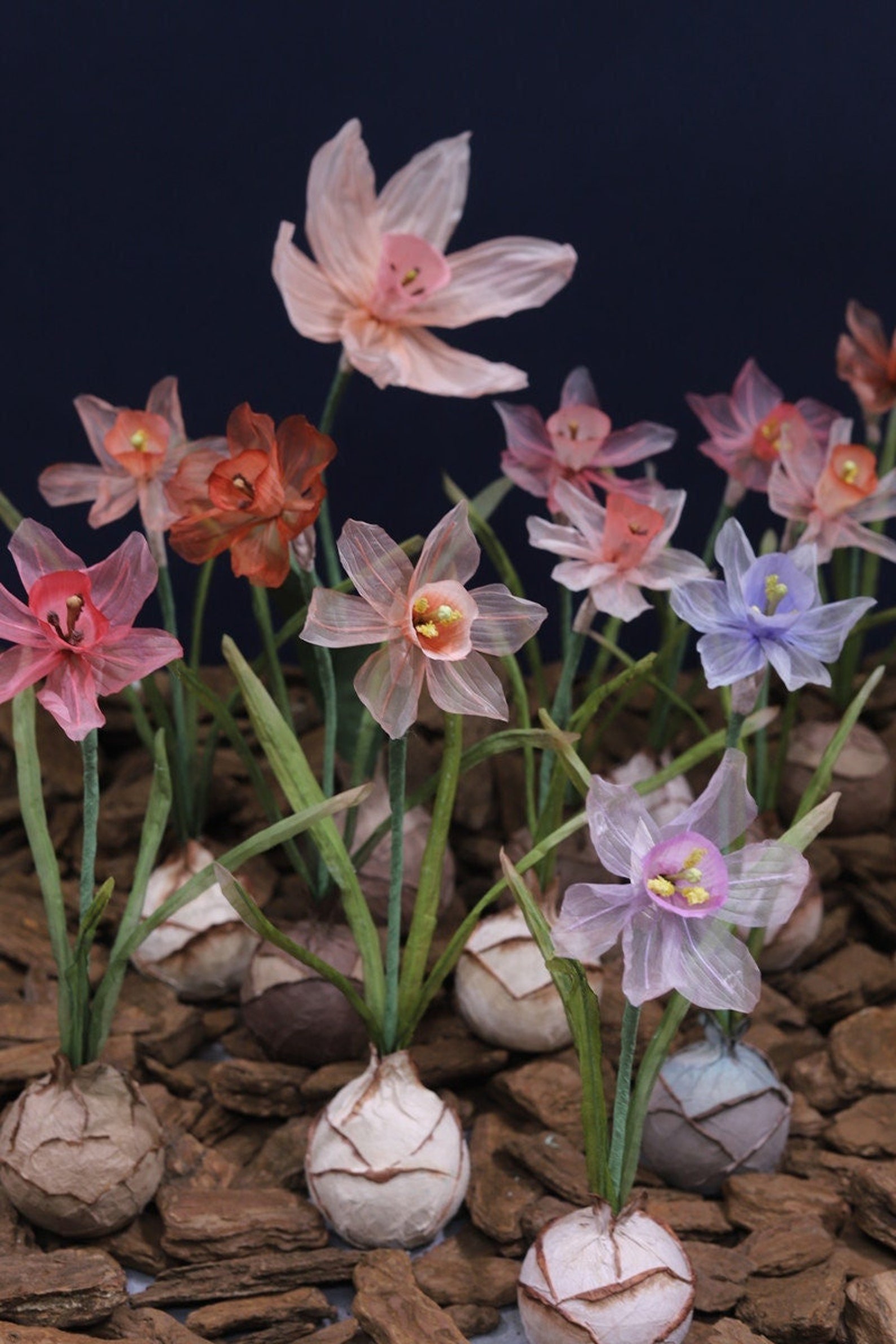 Handcrafted Silk Organza Daffodil With Paper Bulb - Home Decor Flowers ...