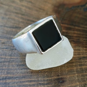Square Onyx Signet Ring - Etsy