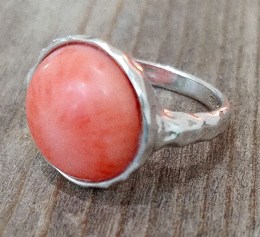 Orange Jade Sterling Silver Ring - Boho Statement Ring Size 7 - Etsy