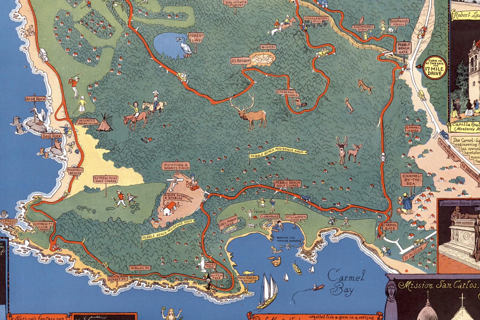 The Seventeen Mile Drive Map 17 Mile Dr California Poster | Etsy