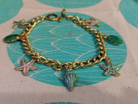 Enamelled Sea Shell Gold Charm Bracelet - Etsy