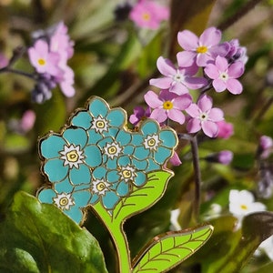 Forget Me Not Enamel Pin, Flower Brooch, Forget Me Not Flower - Etsy
