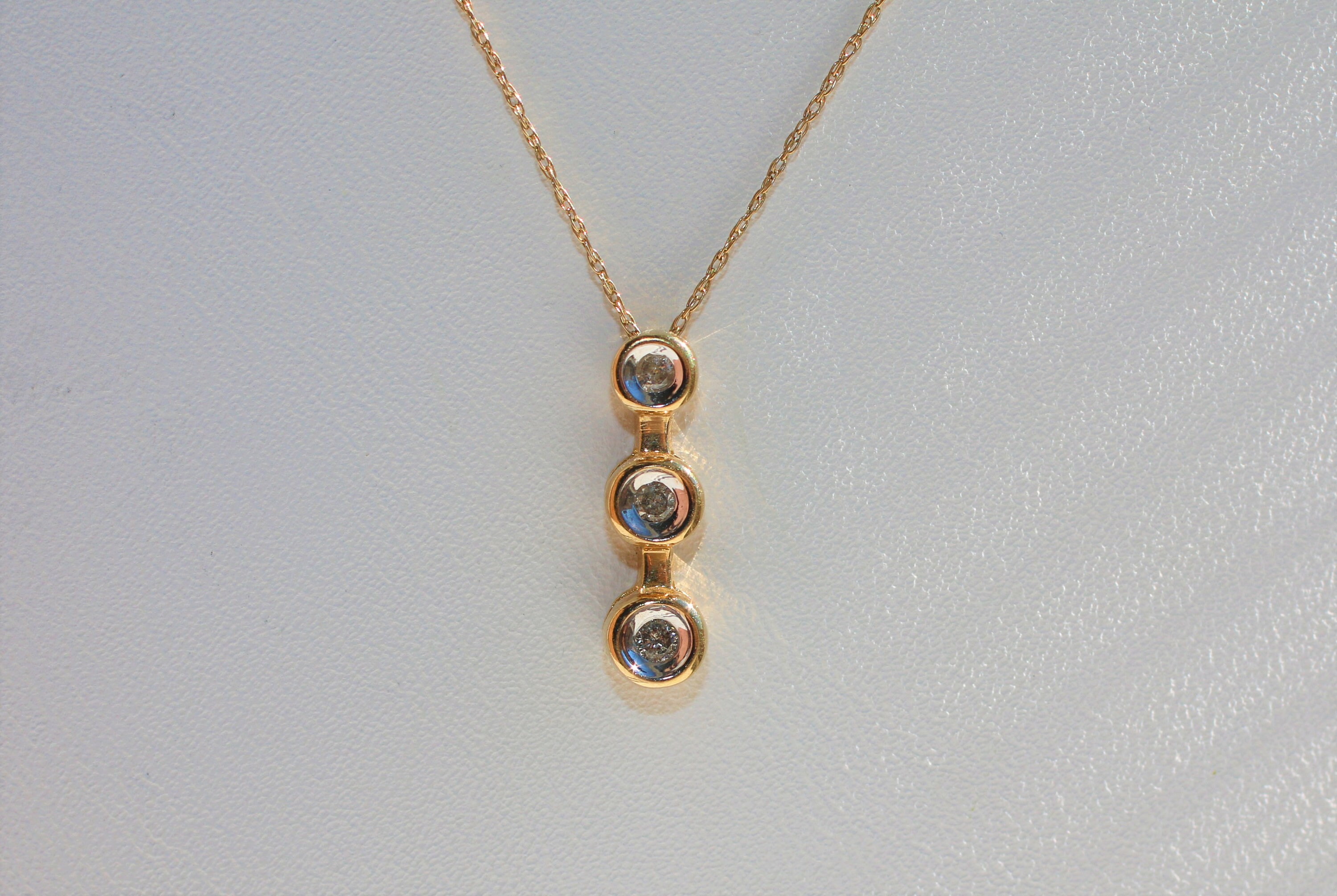 3 Stone Drop Journey Diamond Pendant Necklace in 10K Yellow | Etsy