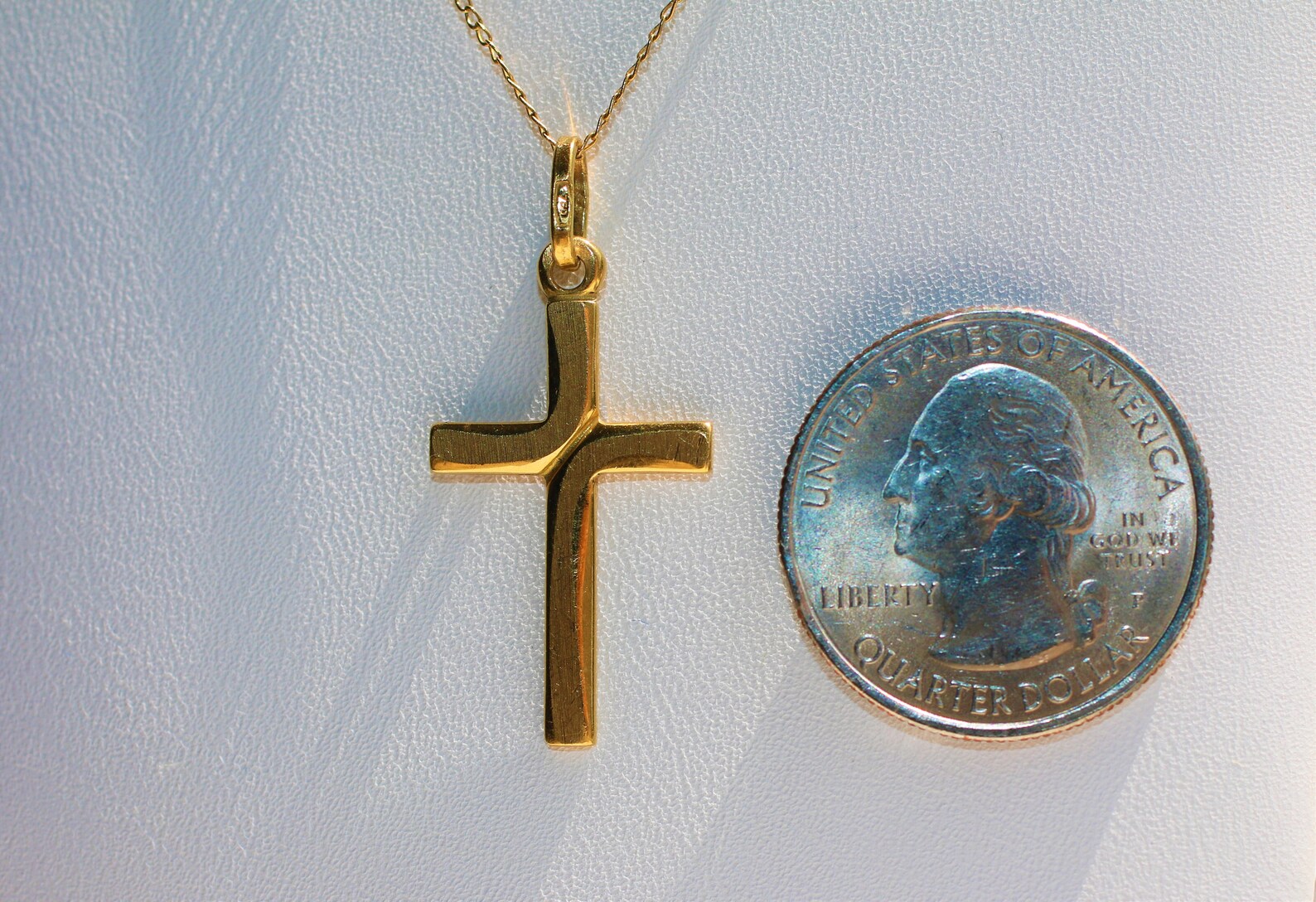 18 Karat Yellow Gold Holy Cross Charm Pendant & Chain Necklace | Etsy