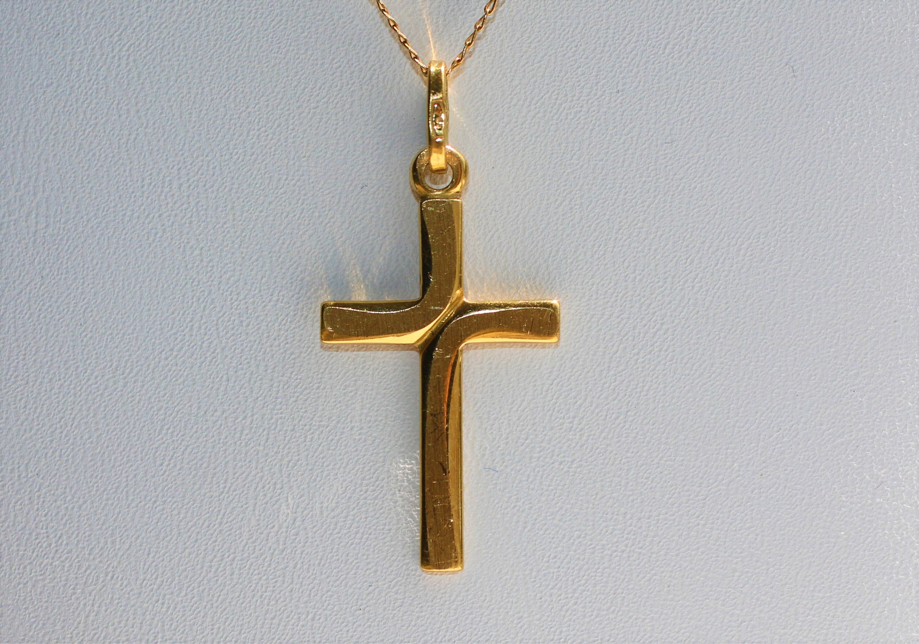 18 Karat Yellow Gold Holy Cross Charm Pendant & Chain Necklace | Etsy