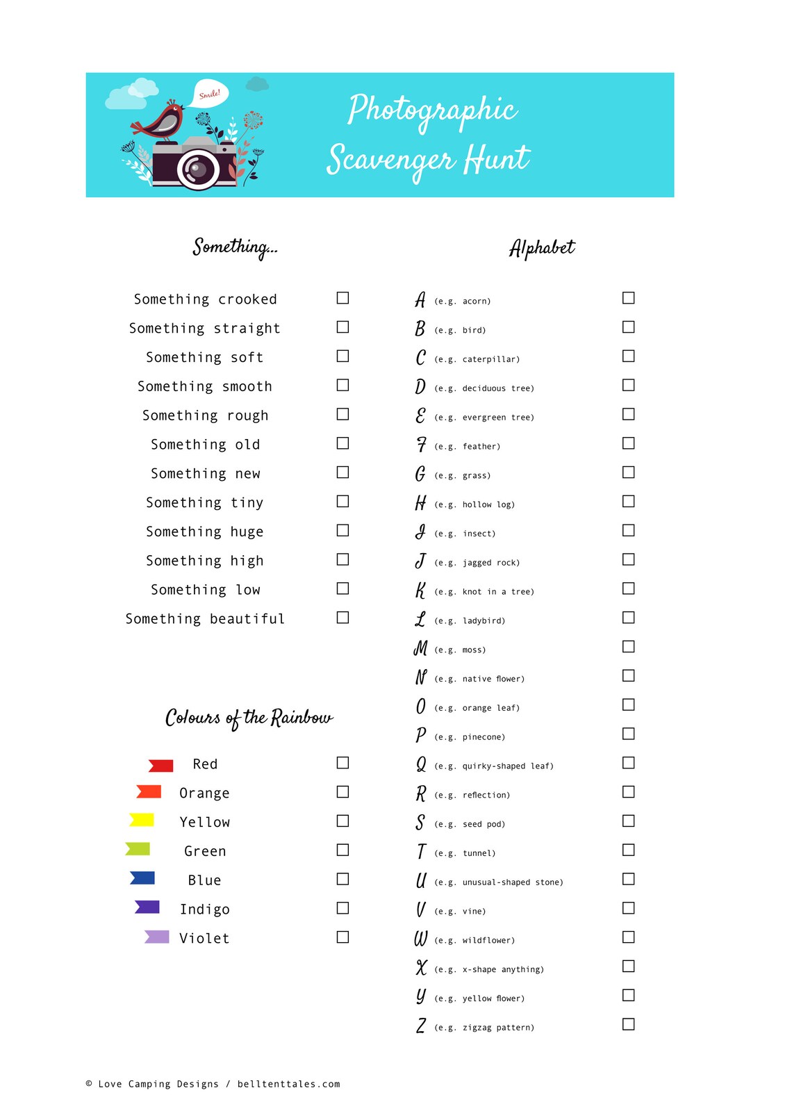 Photographic Outdoor Scavenger Hunt Printable 1 Page PDF for | Etsy
