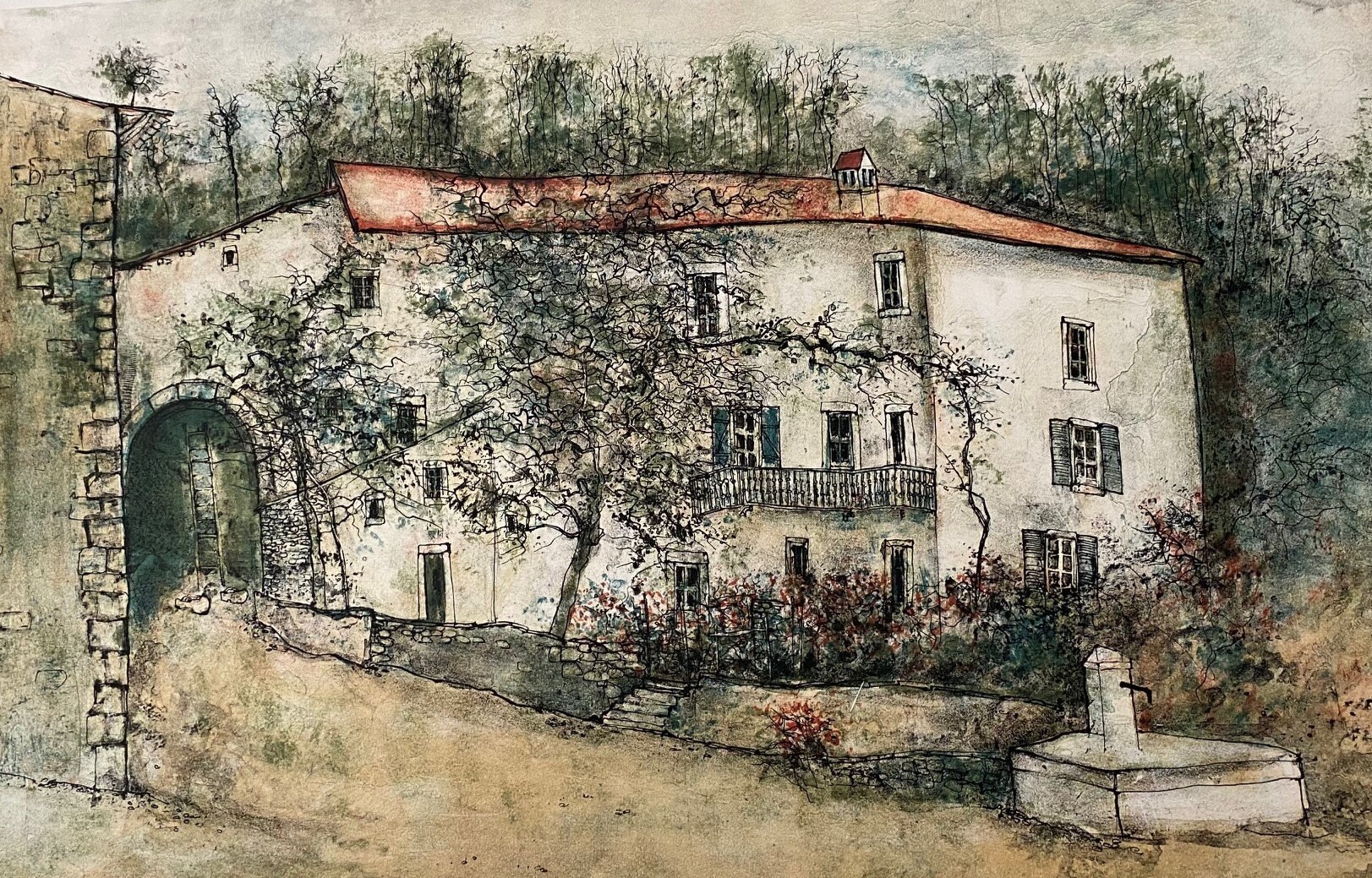 Bernard Gantner, House at the Fountain - Etsy