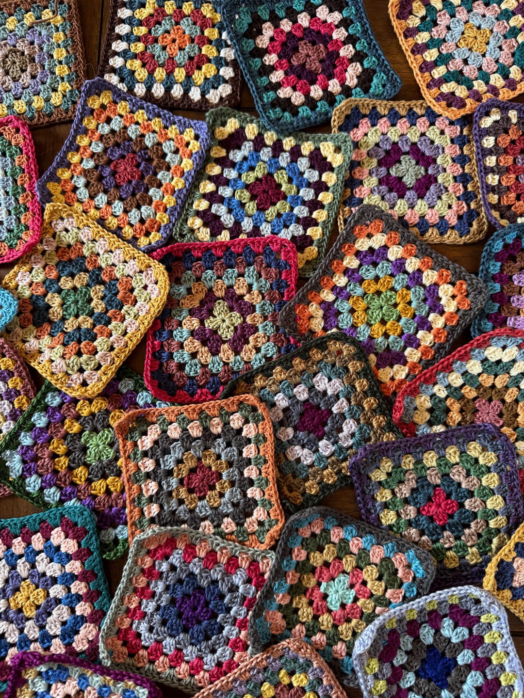 Granny Squares Set of 12, Colorful Squares for Clothing/ Crafts. Boho ...