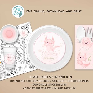 DIY Axolotl Birthday Party Bundle, Customizable Templates (digital ...