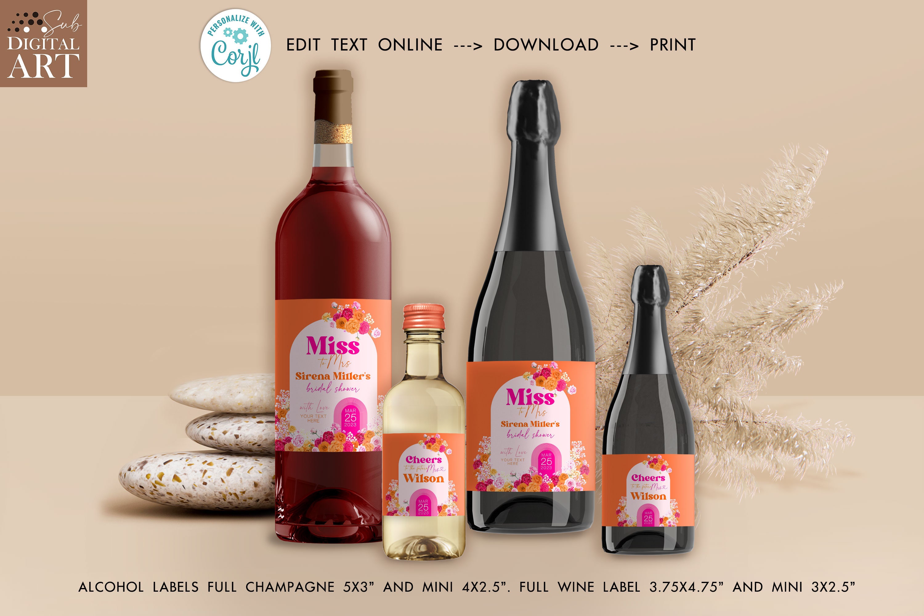 Wine Bottle Labels With Orange