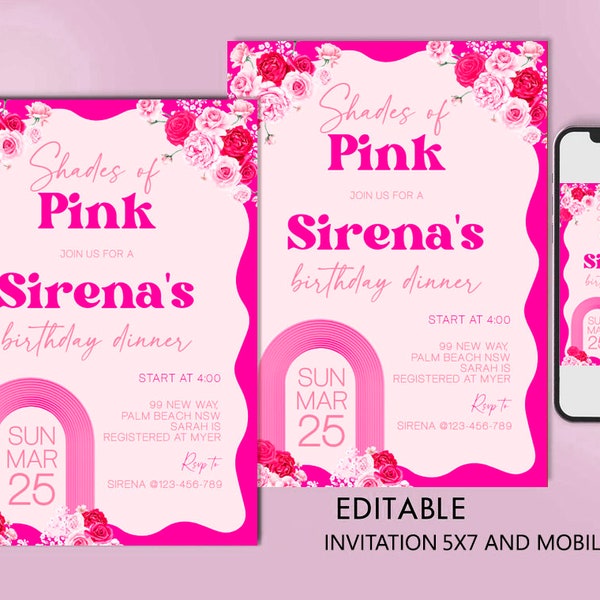 Pink Invitations - Etsy