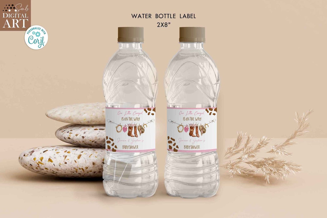 Cowgirl Baby Shower Water Bottle Label Rodeo Pink Stickers - Etsy